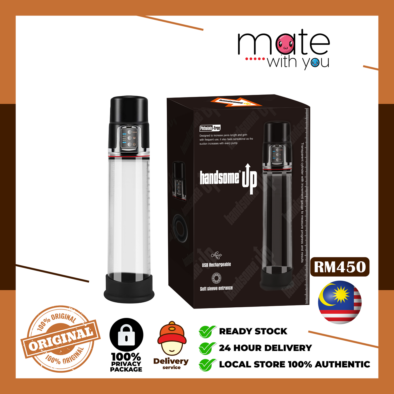 Mate With You | Handsome Up LCD Display USB Rechargeable Automatic Penis Enlarger Pump For Men ...